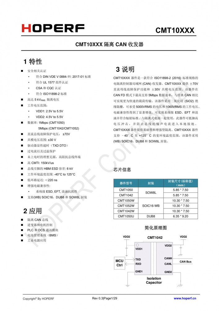 CMT1042 datasheet page 1