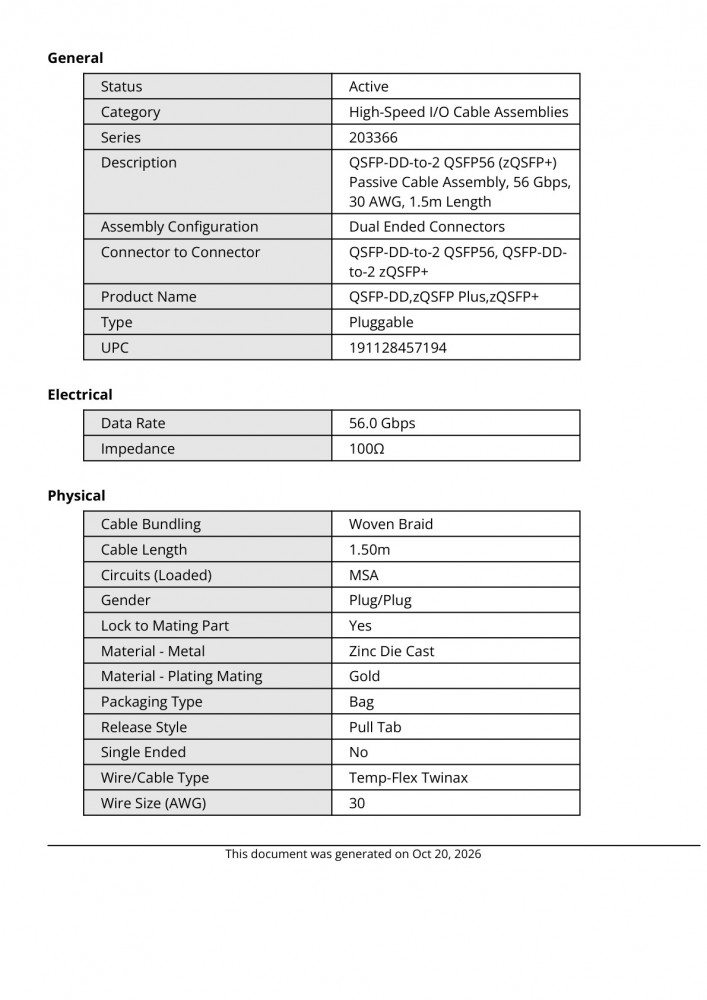 Technical document image 2 for MOLEX 2033661015