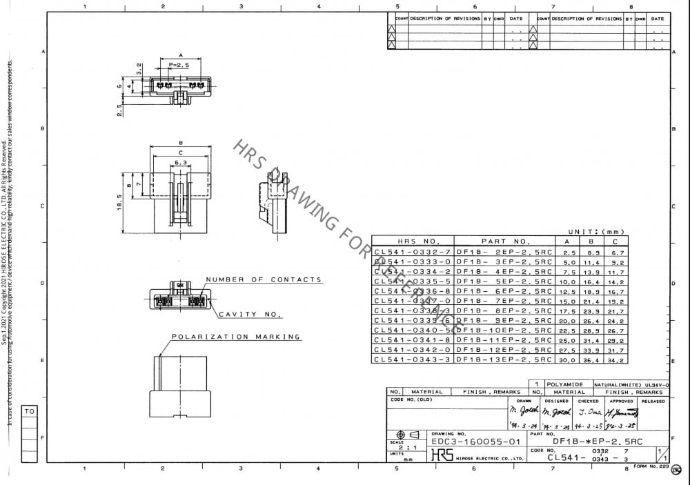 HRS DF1B connector drawing preview
