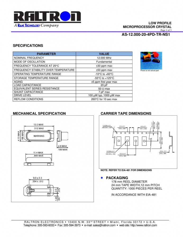 AS-12.000-20-4PD-TR-NS1 datasheet page 1