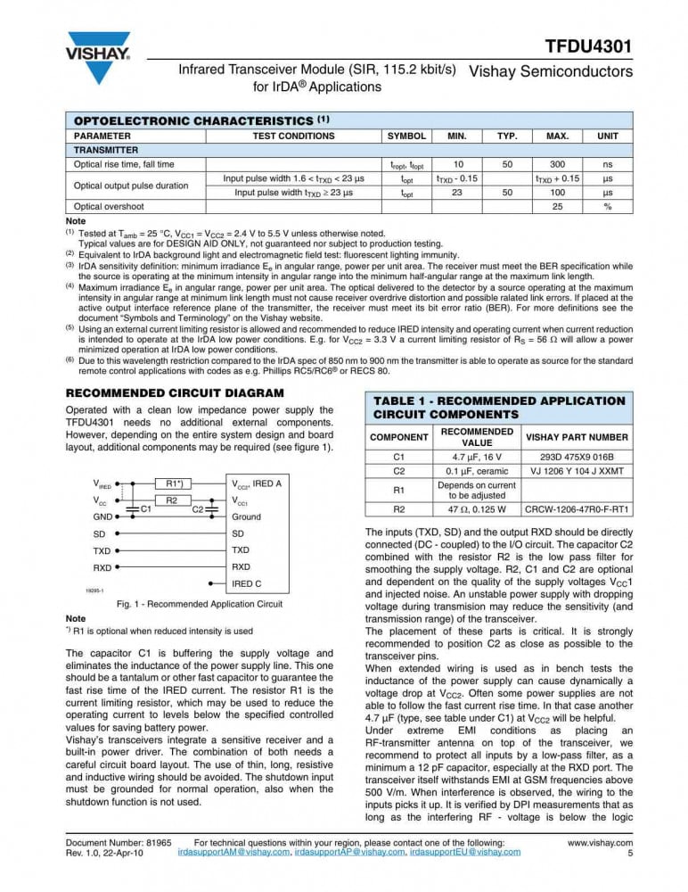 TFDU4301 datasheet page 5