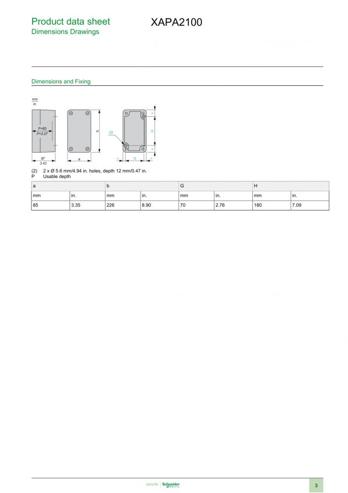 XAPA2100 technical document page 3