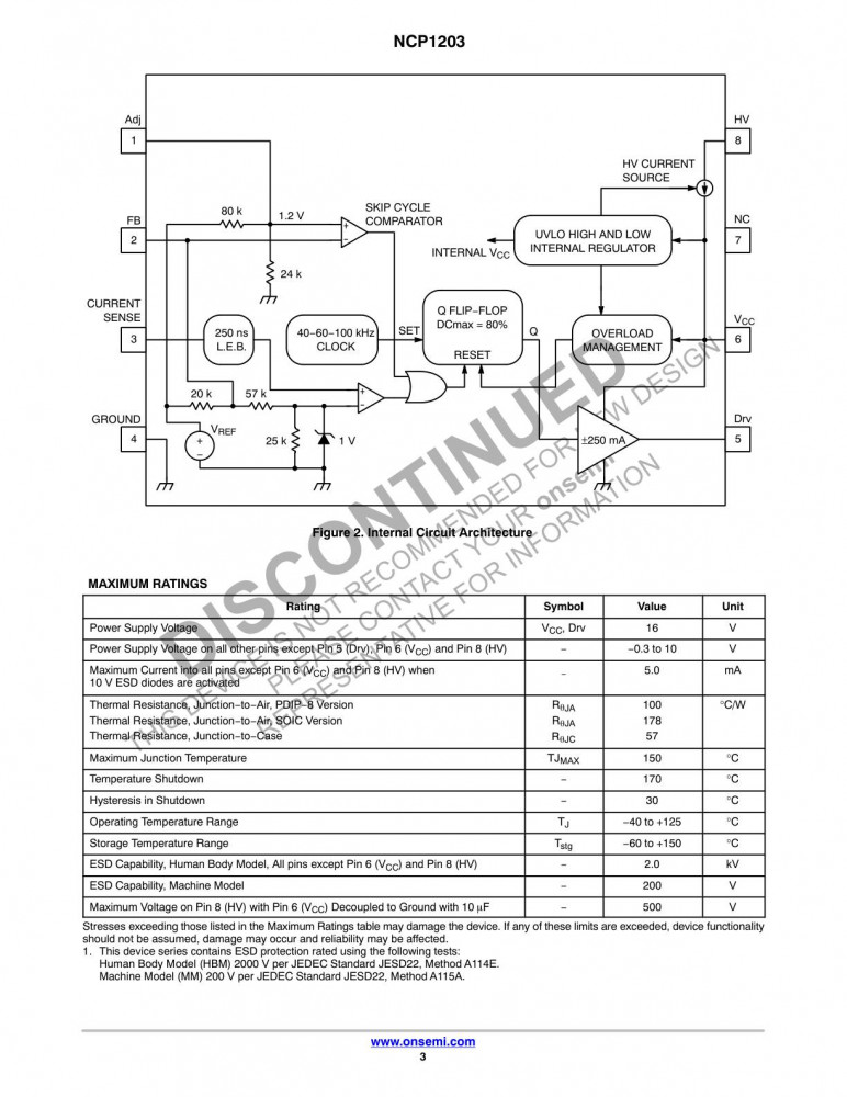 NCP1203 datasheet page 3