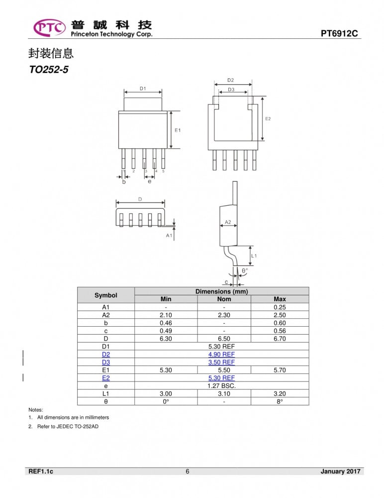 PT6912C datasheet page 6