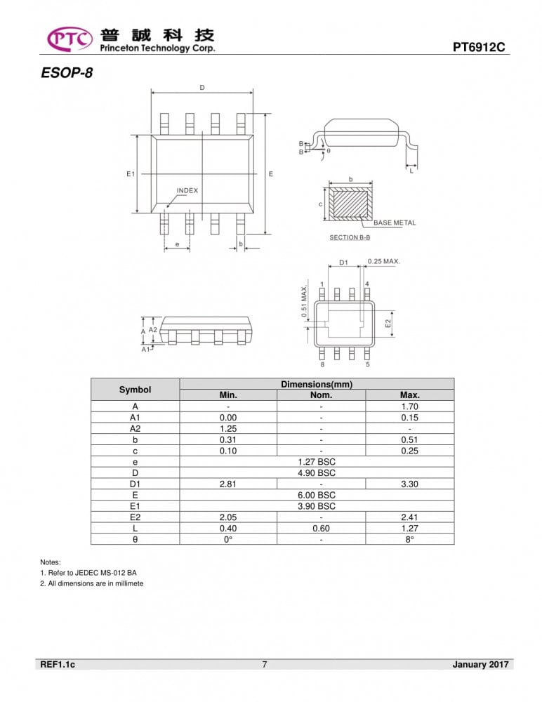 PT6912C datasheet page 7