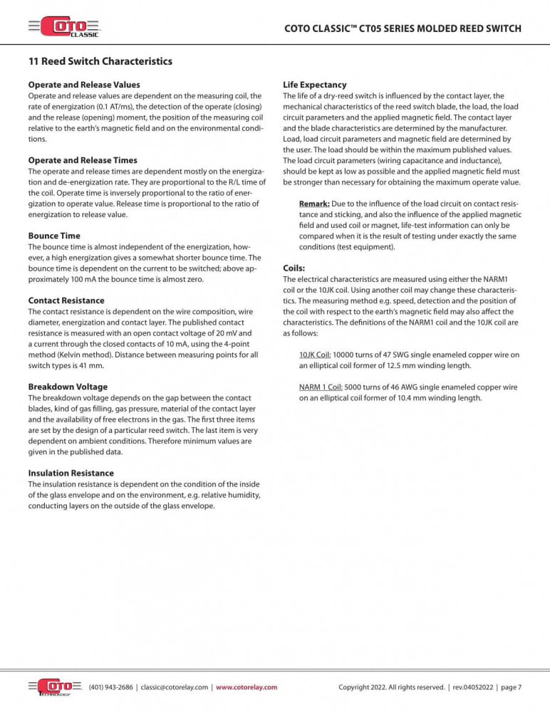 COTO CT05 datasheet page 7