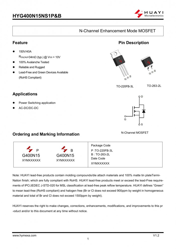 HYG400N15NS1P datasheet page 1