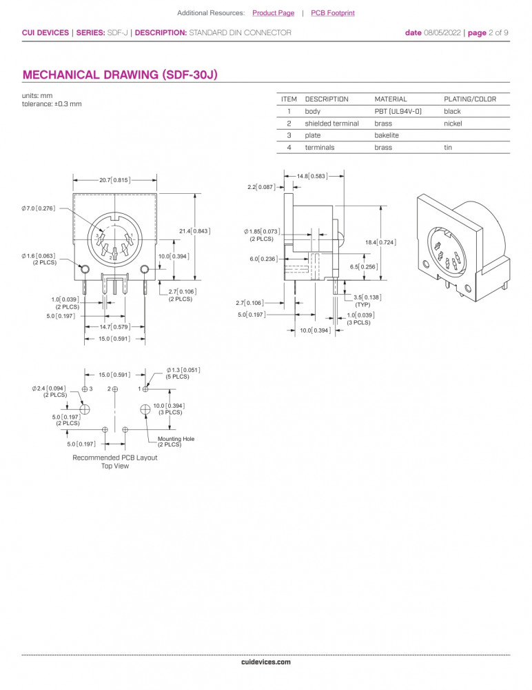 CUI SDF-130J datasheet page 2