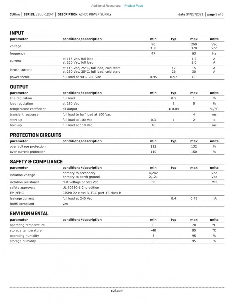 CUI VSUU-120-T3125A datasheet page 3