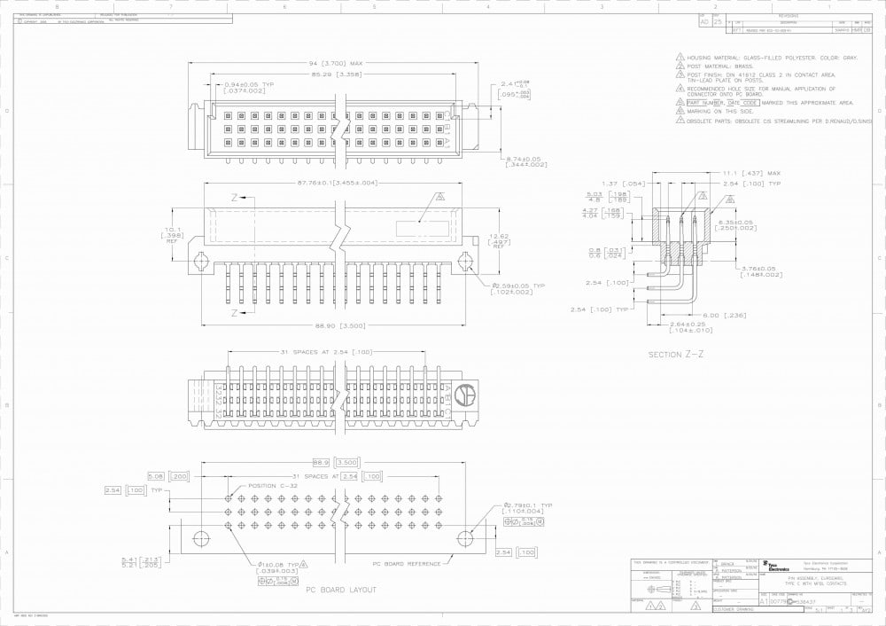 TE Connectivity 536437 drawing page 1