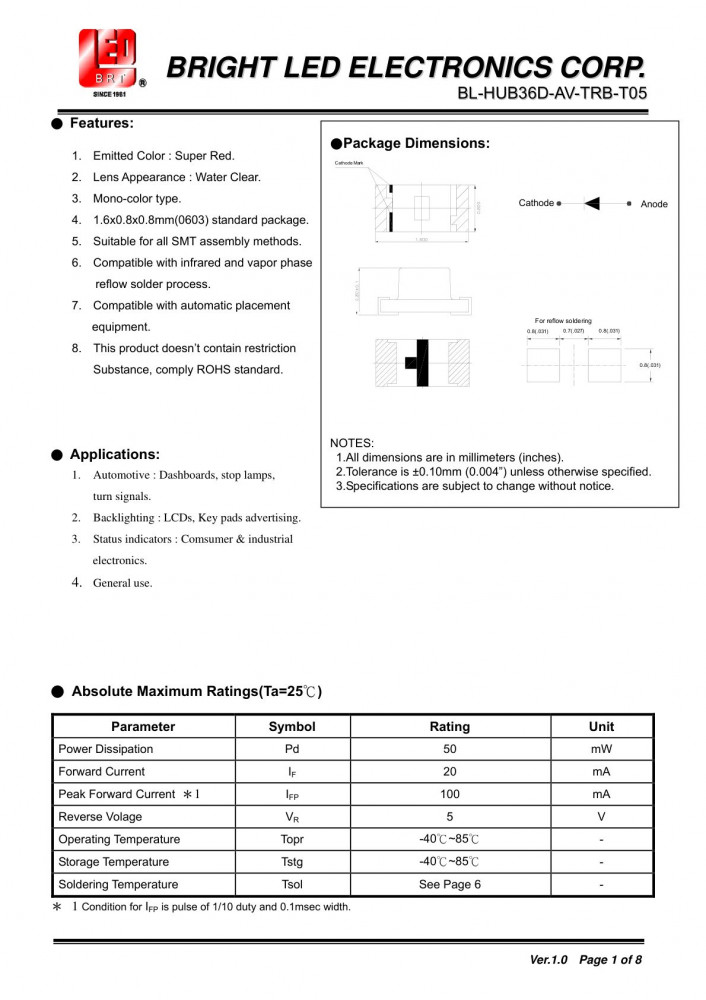 BL-HUB36D-AV-TRB-T05 datasheet page 1