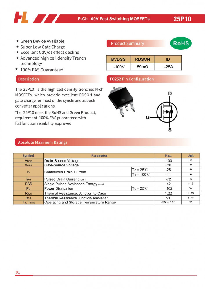 HL 25P10 datasheet page 1