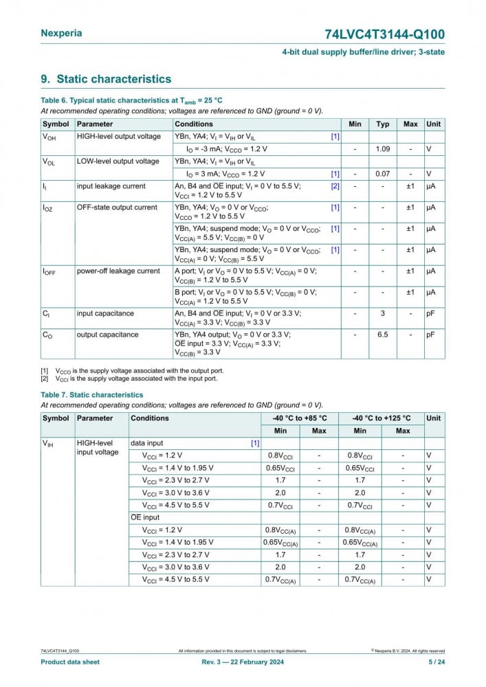 74LVC4T3144PW-Q10J datasheet page 5