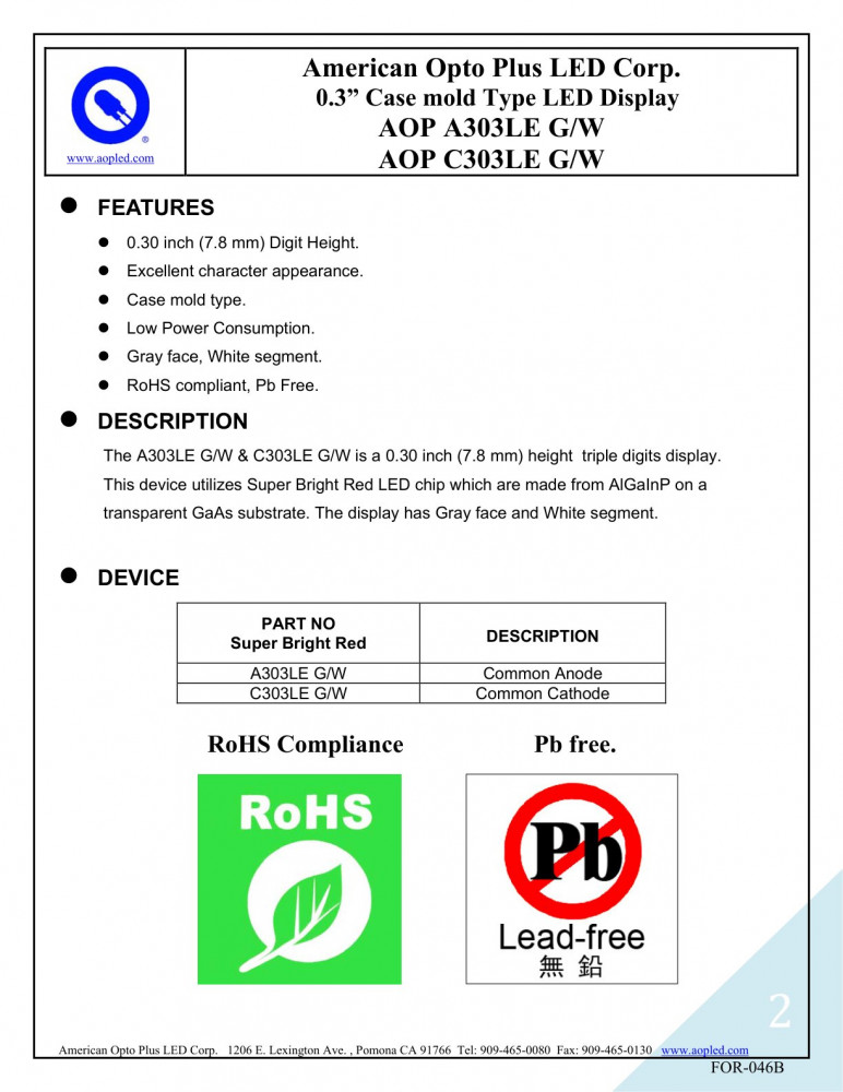 C303LE datasheet page 2