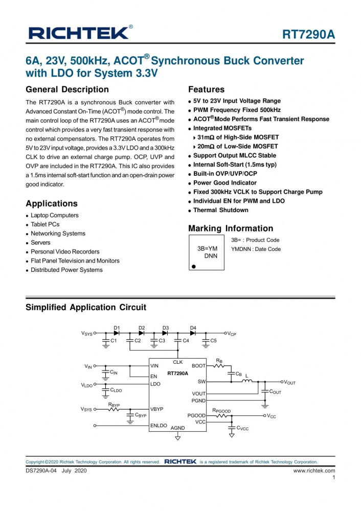 RT7290A datasheet page 1