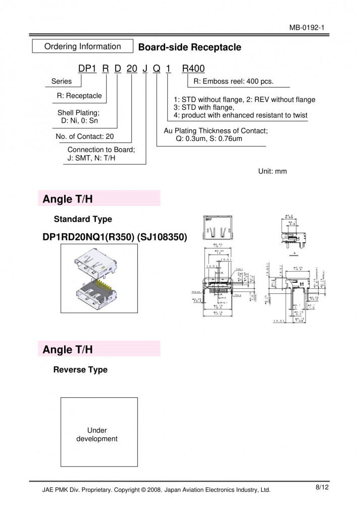 JAE DP1 series document page 8