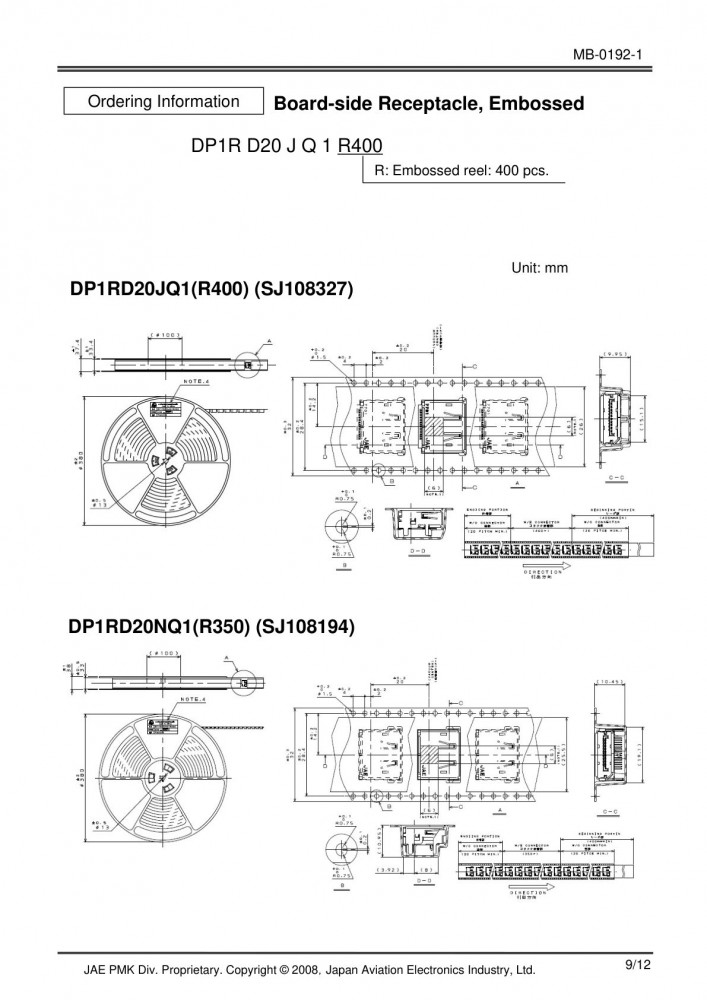 JAE DP1 series document page 9