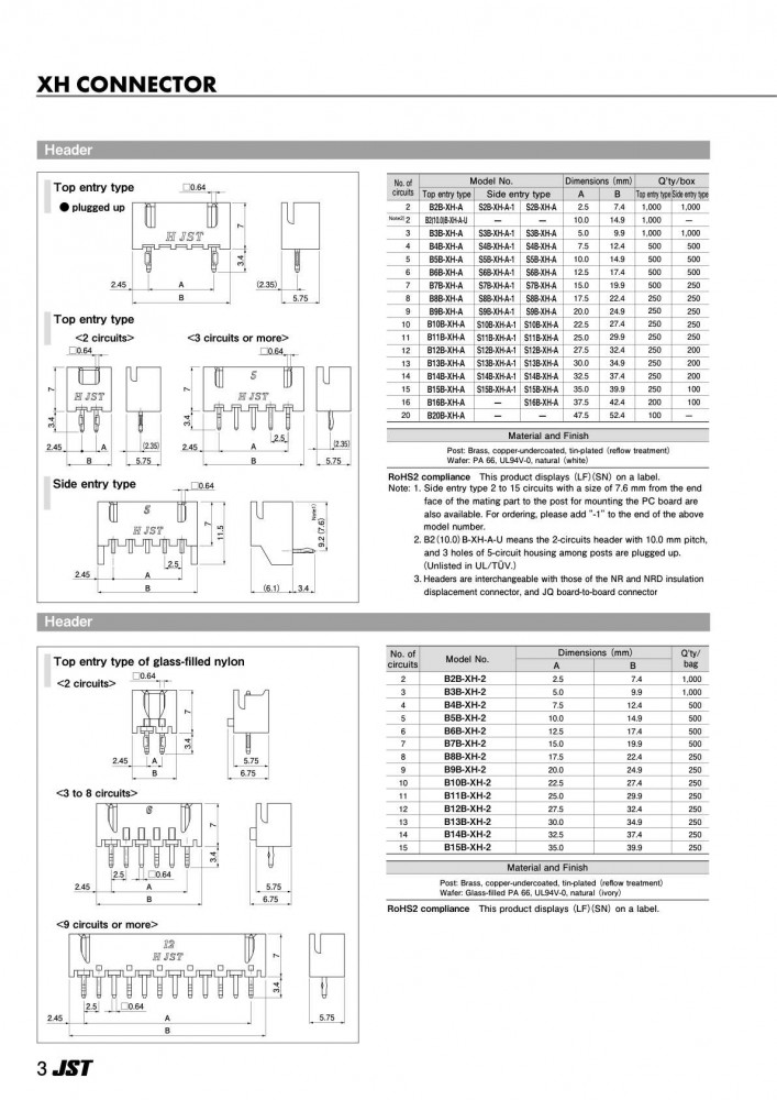 JST XH connector layout page 3