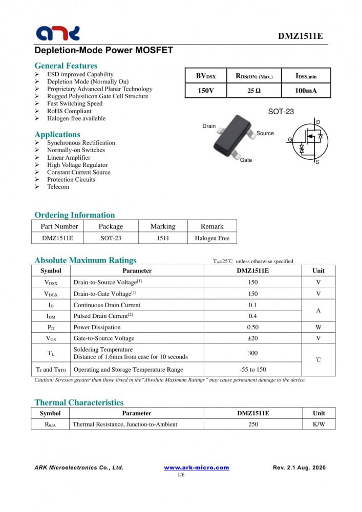 DMZ1511E datasheet page 1