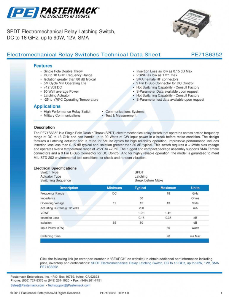 PE71S6352 technical document page 1