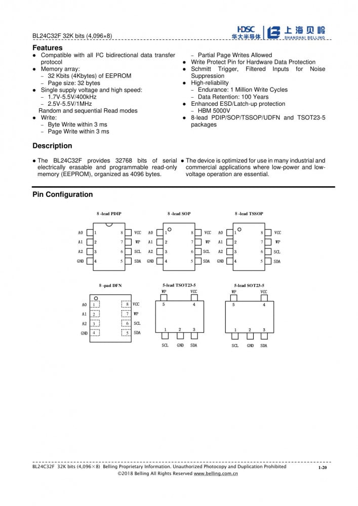 BL24C32F datasheet page 1