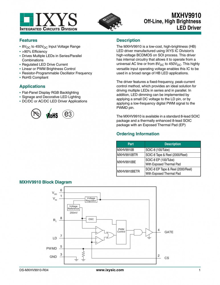 MXHV9910BTR datasheet page 1