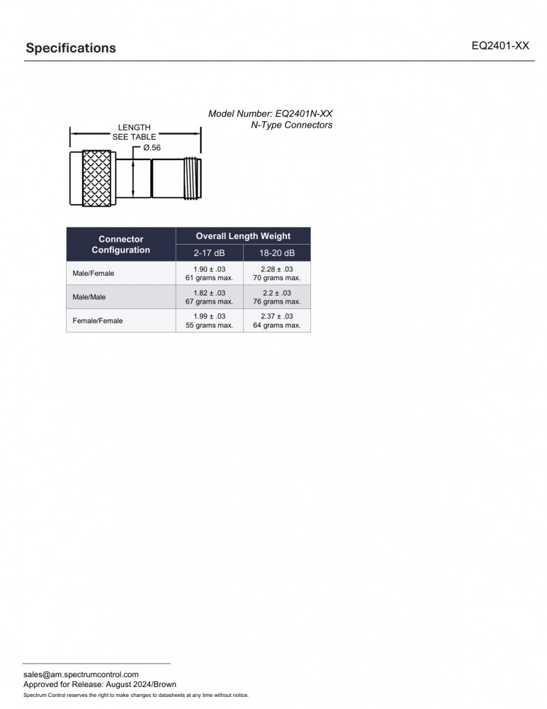 Spectrum Control EQ2401 series technical document, page 2