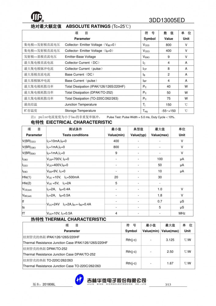 3DD13005ED datasheet page 3