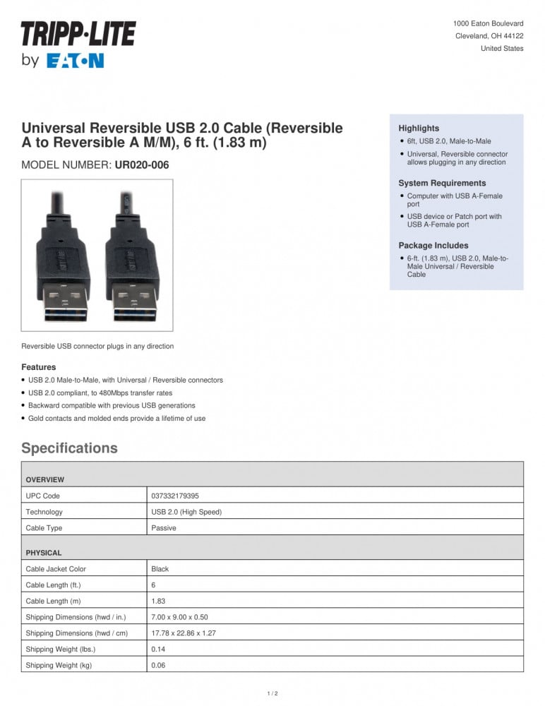 UR020-006 technical document page 1