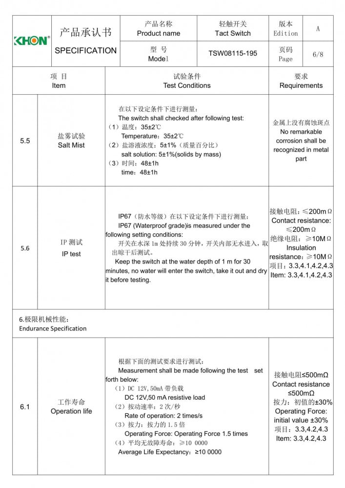 TSW08115-195B333CA specification page 7