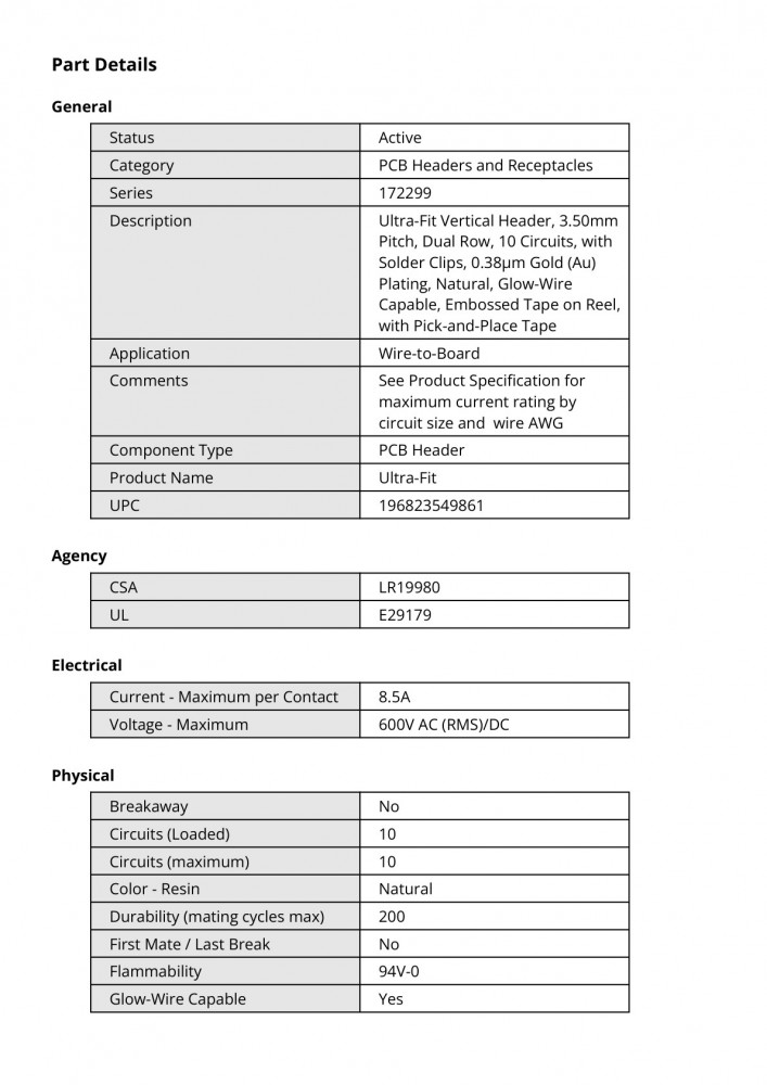 Technical document page 2 for MOLEX 1722994210