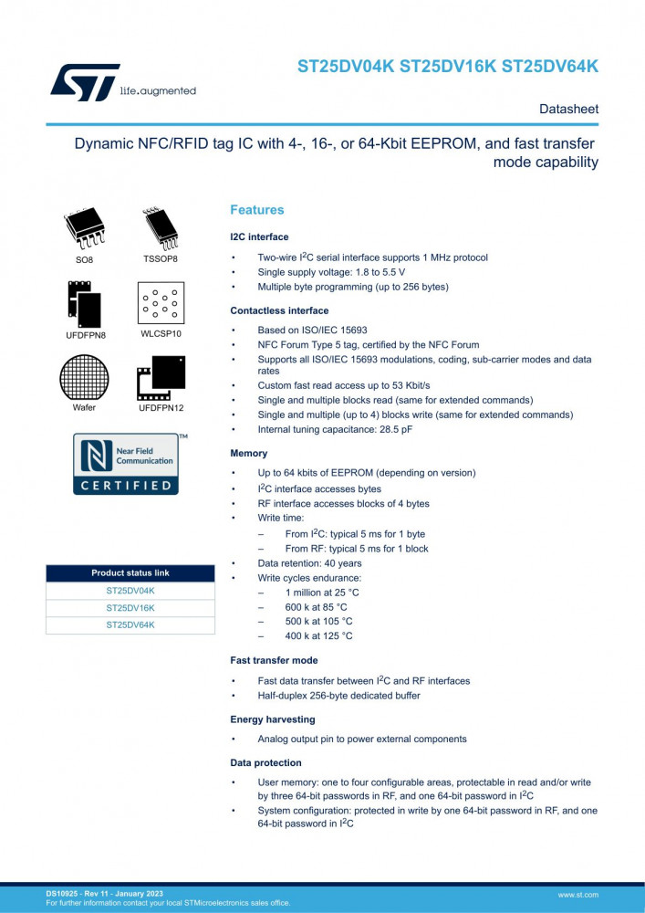 ST25DV04K document preview, page 1