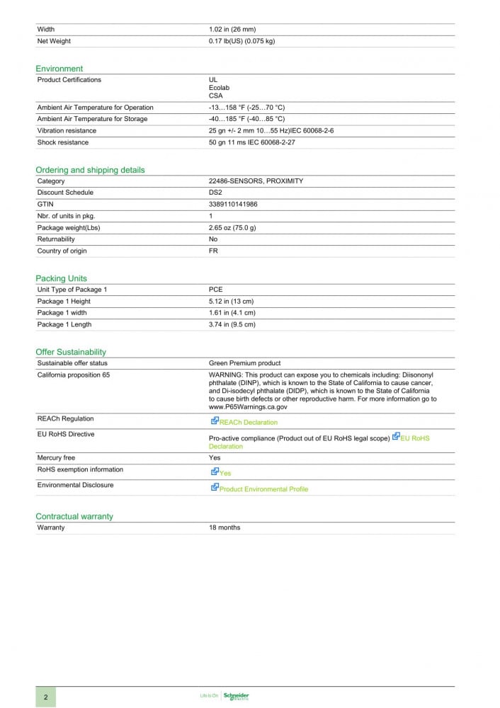 XS8E1A1NBL2 technical document page 2