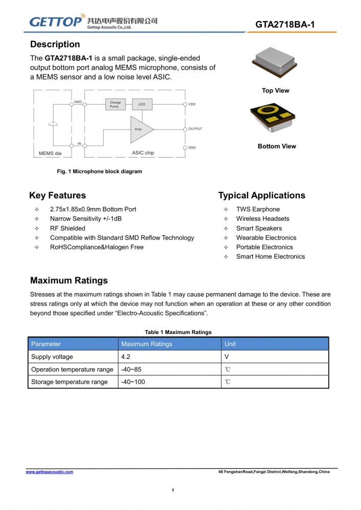 GTA2718BA-1 datasheet page 1