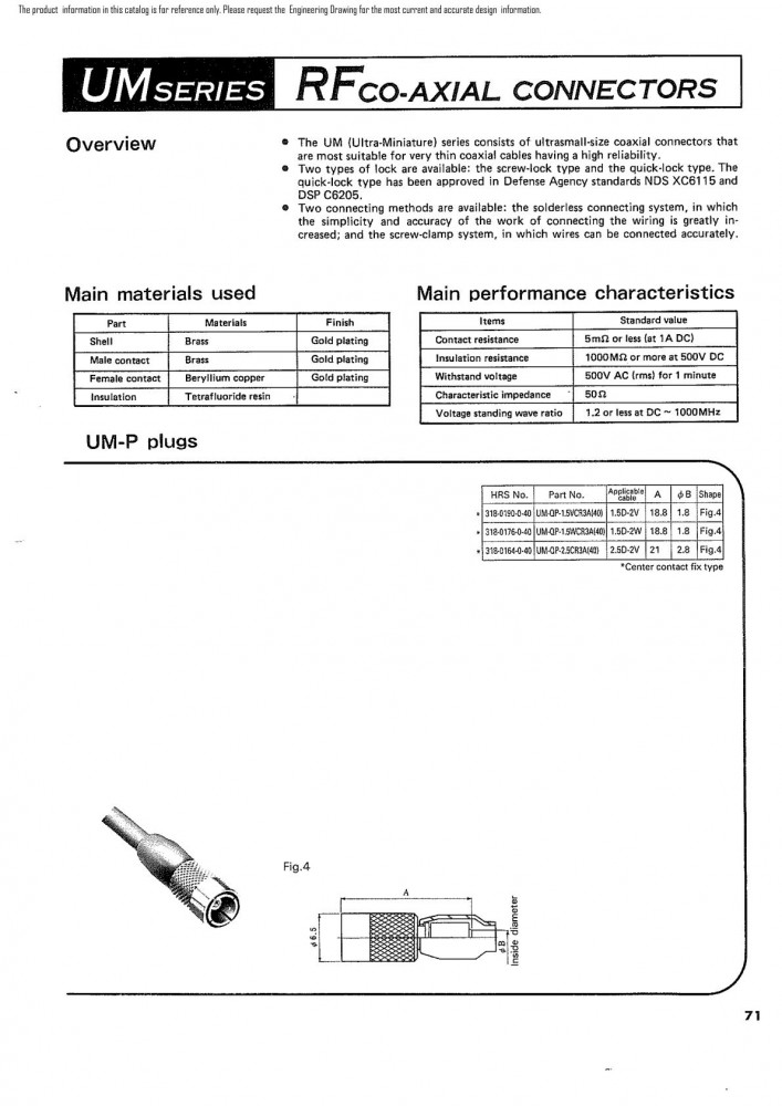 HRS UM series technical document page 1