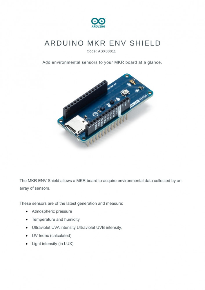 Arduino MKR ENV Shield documentation page 1