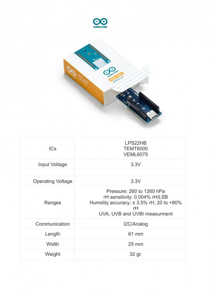 Arduino MKR ENV Shield documentation page 3
