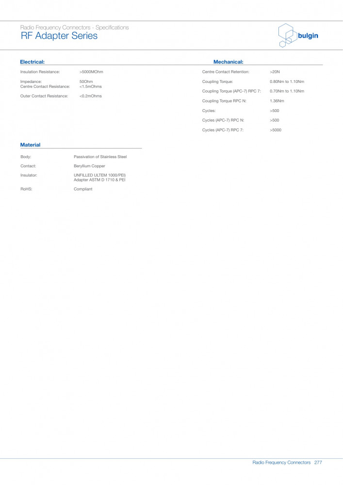 Bulgin RF adapter documentation page 8