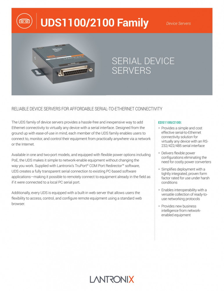 UDS1100 product documentation page 1