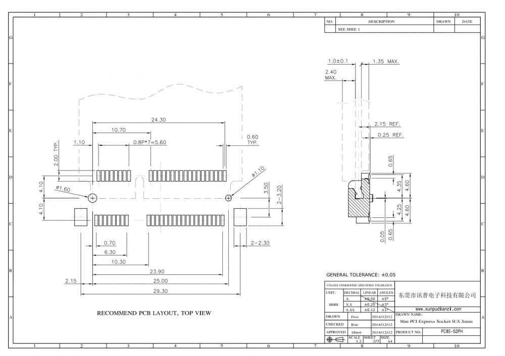 PCIE-52P40H recommended PCB layout