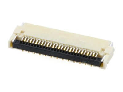 0.50mm Pitch Easy-On Front Flip FPC Connector, Surface Mount, ZIF, Double Bottom Contact, 2.50mm Height, Accepts FFC/FPC with Ear-tabs, 50 Circuits