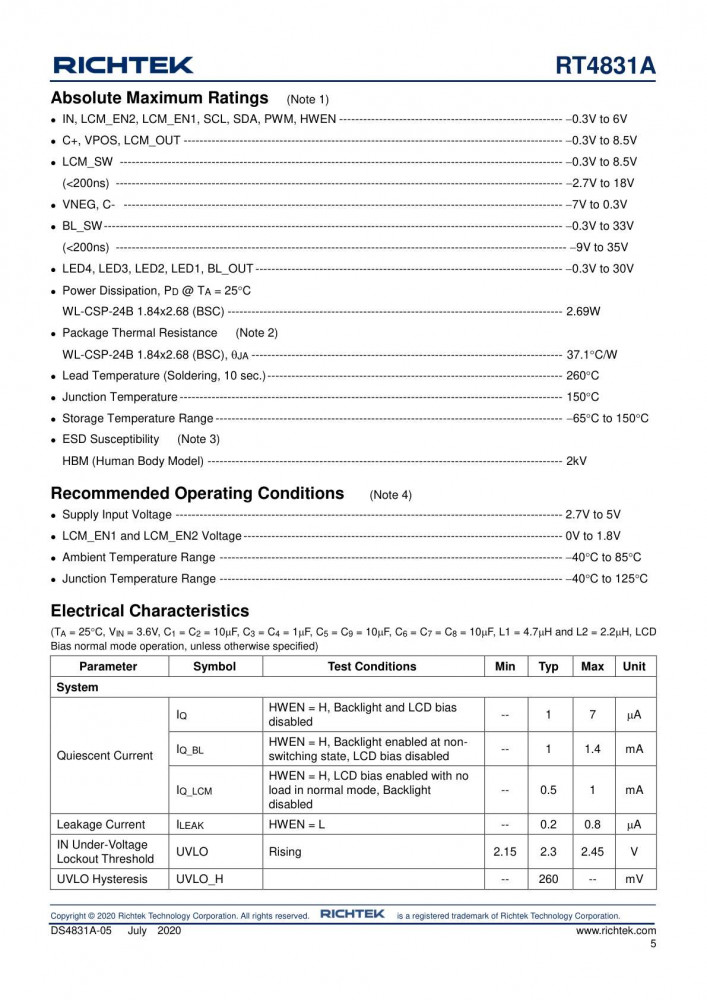 RT4831A datasheet page 5