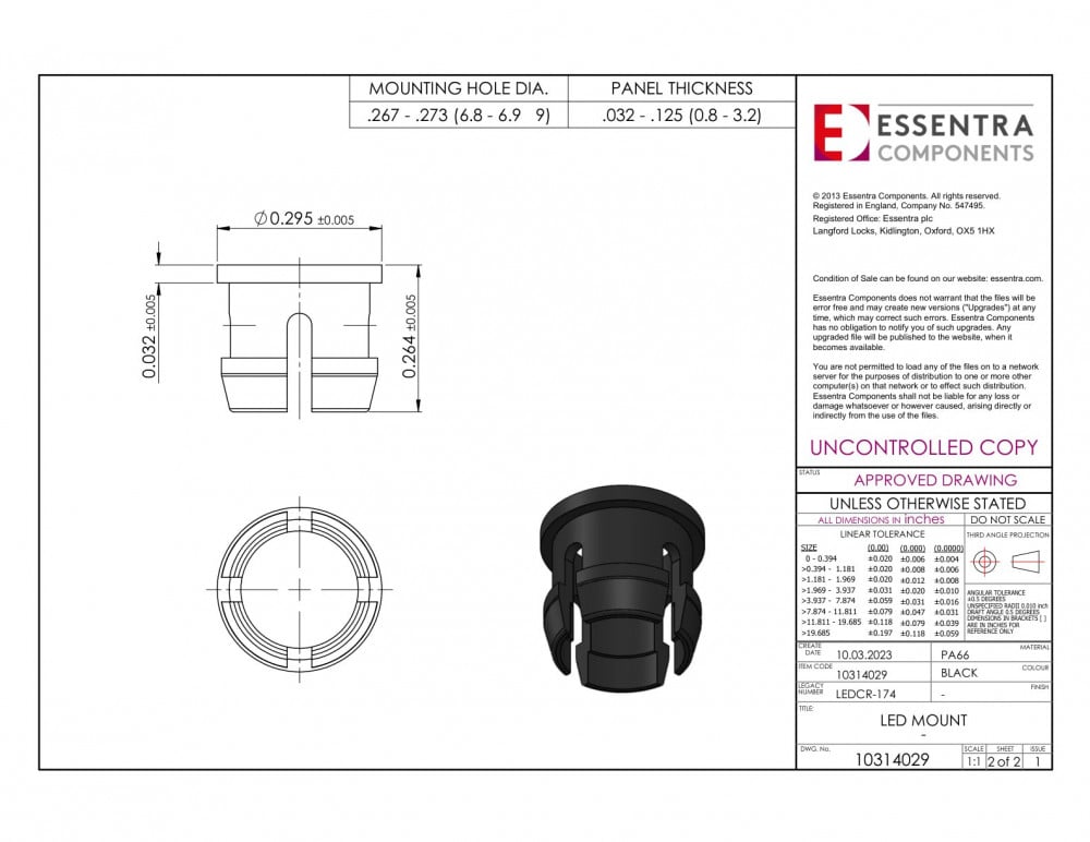 Essentra LEDCR-174 approved drawing page 2