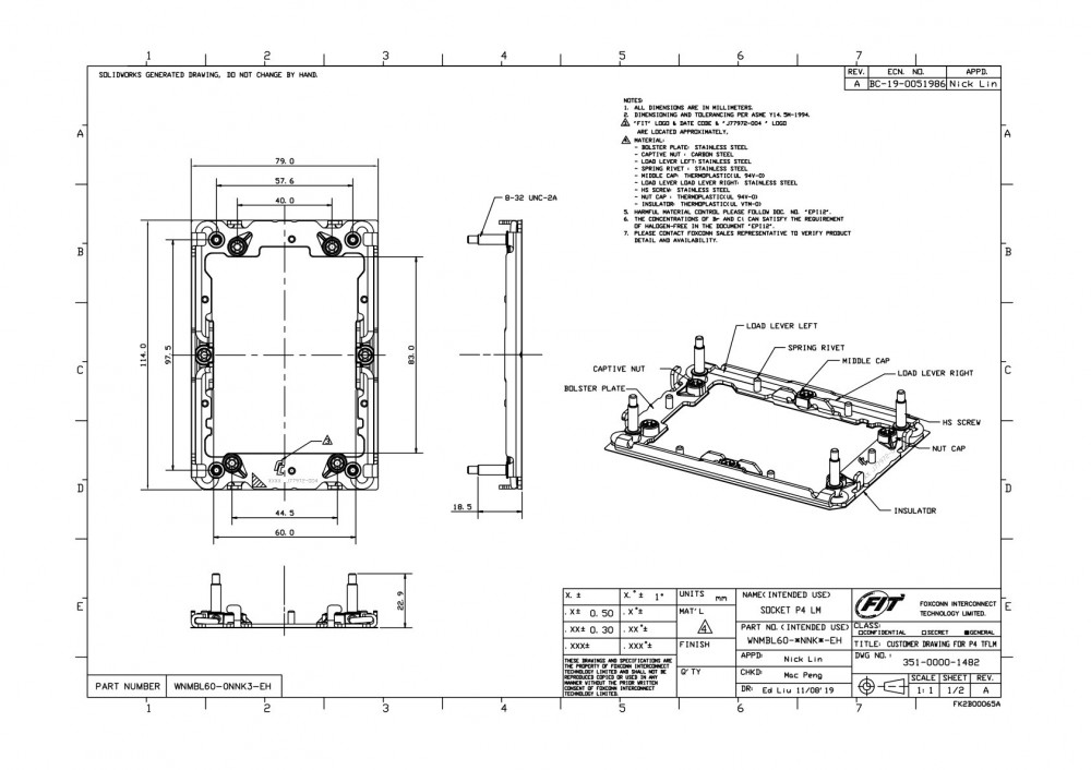 FOXCONN WNMBL60-1NNK0-EH drawing page 1