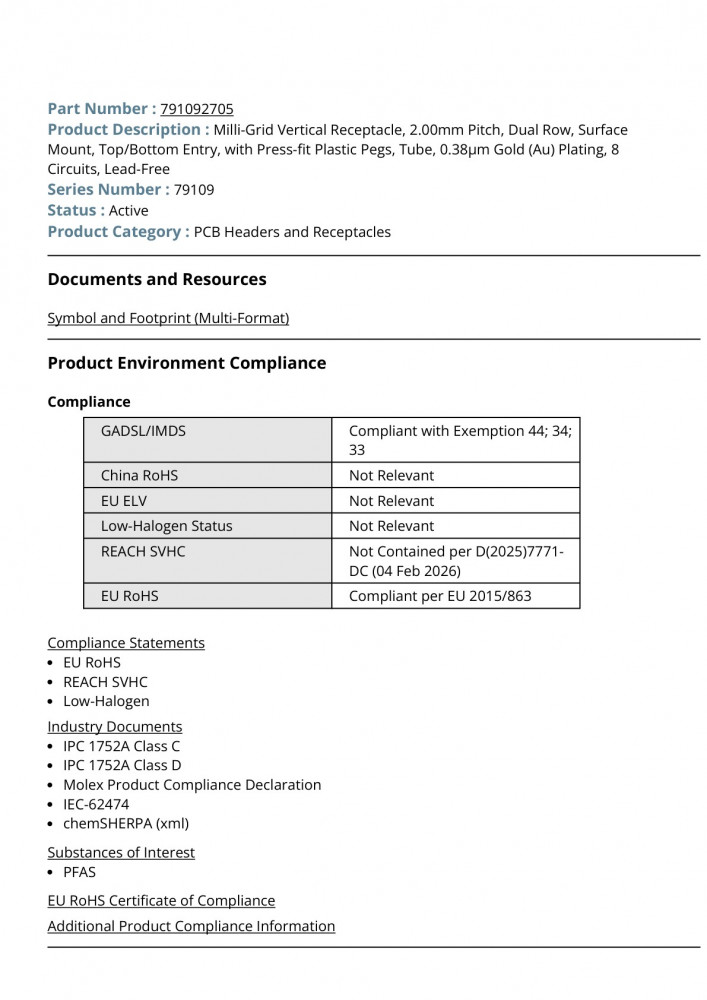MOLEX 791092705 product document image 1