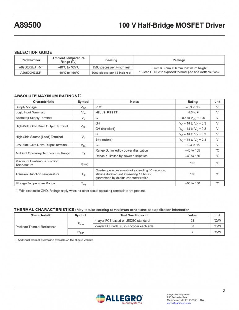 A89500 datasheet page 2