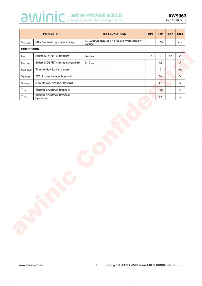 AW9963CSR datasheet page 6