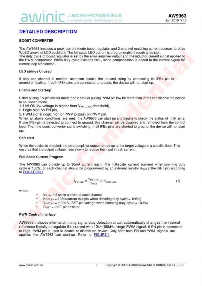 AW9963CSR datasheet page 9