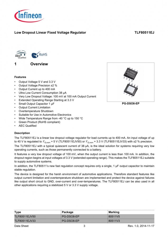 TLF80511EJV50 datasheet page 3