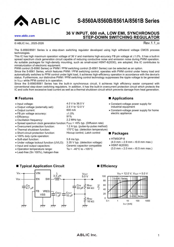 S-8560A/B technical document page 1